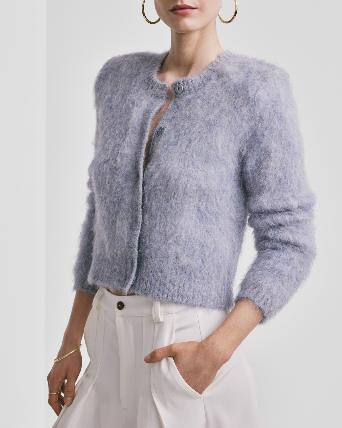 byTiMo | Hairy Knit Jacket - Sky Blue