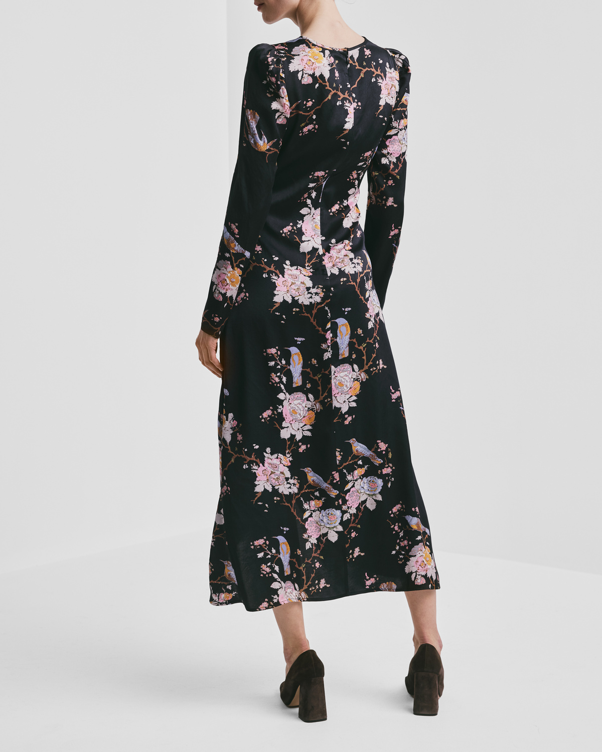 byTiMo | Satin Midi Dress - Midnight Birds