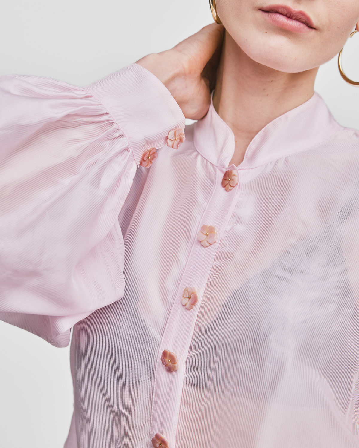 byTiMo | Striped Organza Blouse - Light Pink